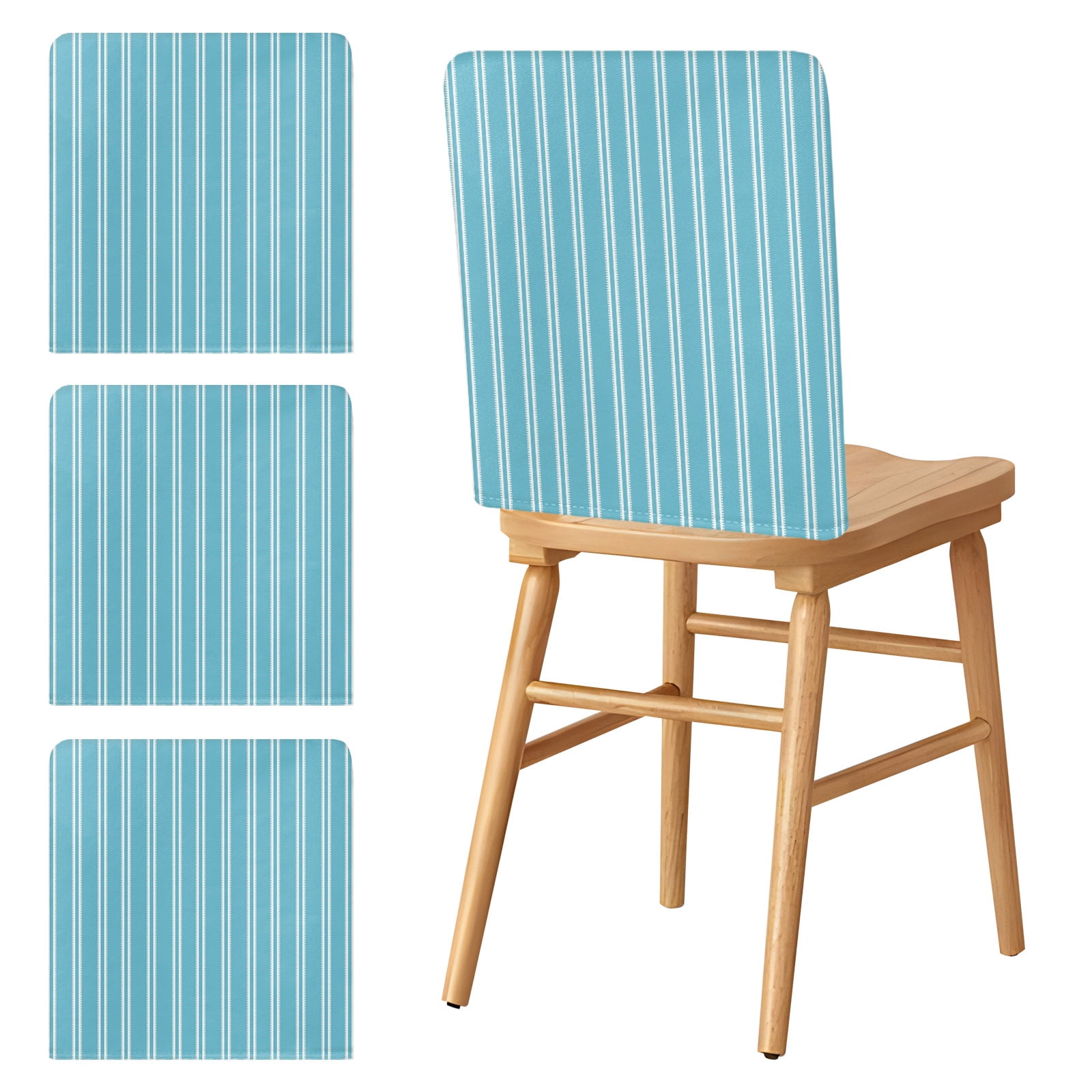 Chair Covers Set of 4 Teal Vertical Striped Chair Slipcover Protector ...