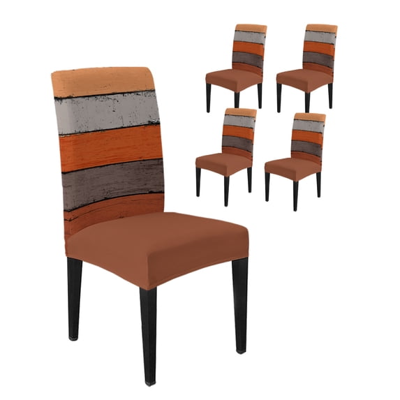 Chair Covers Set of 4, Vintage Farm Wood Board Removable Stretchable ...