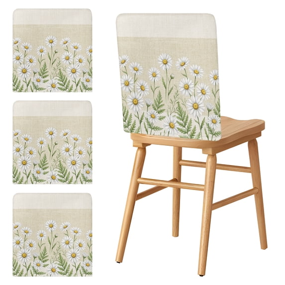 Chair Covers Set of 4 White Daisy Floral Chair Slipcover Protector ...