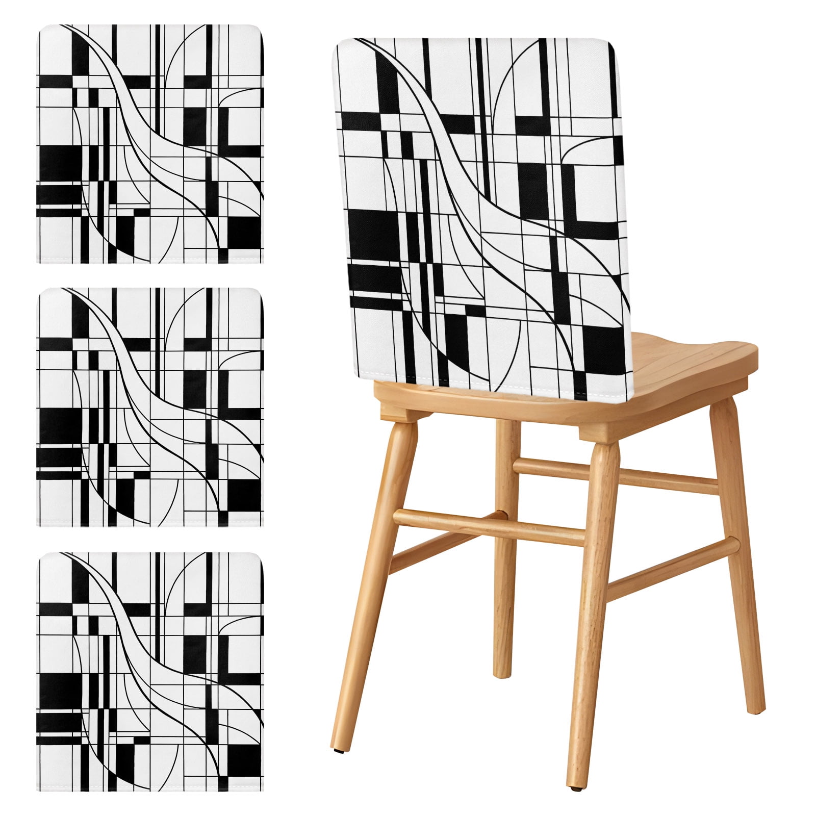 Chair Covers Set of 4 White Lines Chair Slipcover Protector Stretch ...
