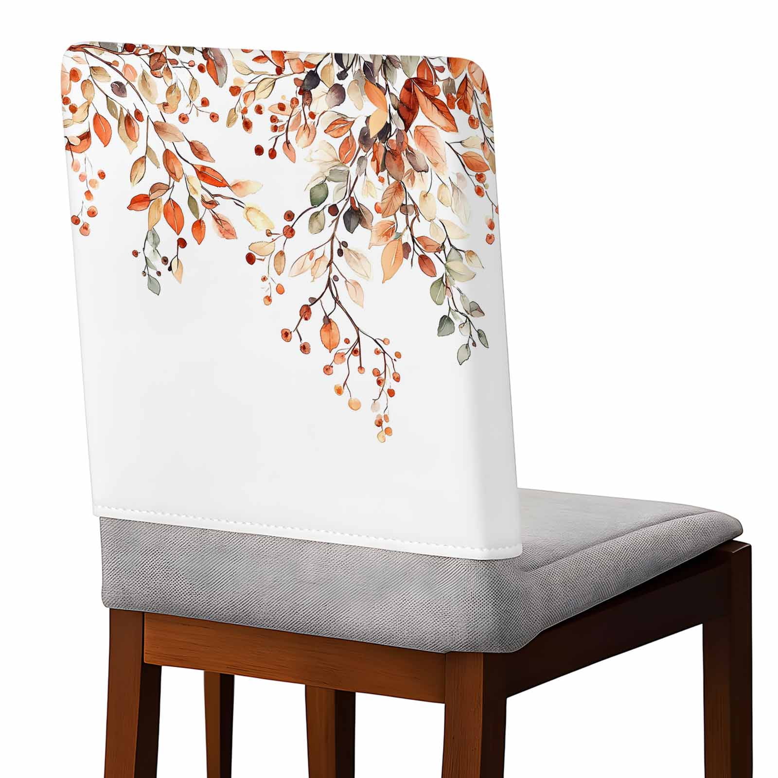 Chair Covers Set of 6 Autumn Leaves Brown Eucalyptus Leaf Watercolor ...
