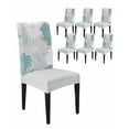 Chair Covers Set of 6, Country Dahlia Teal Flower Removable Stretchable ...