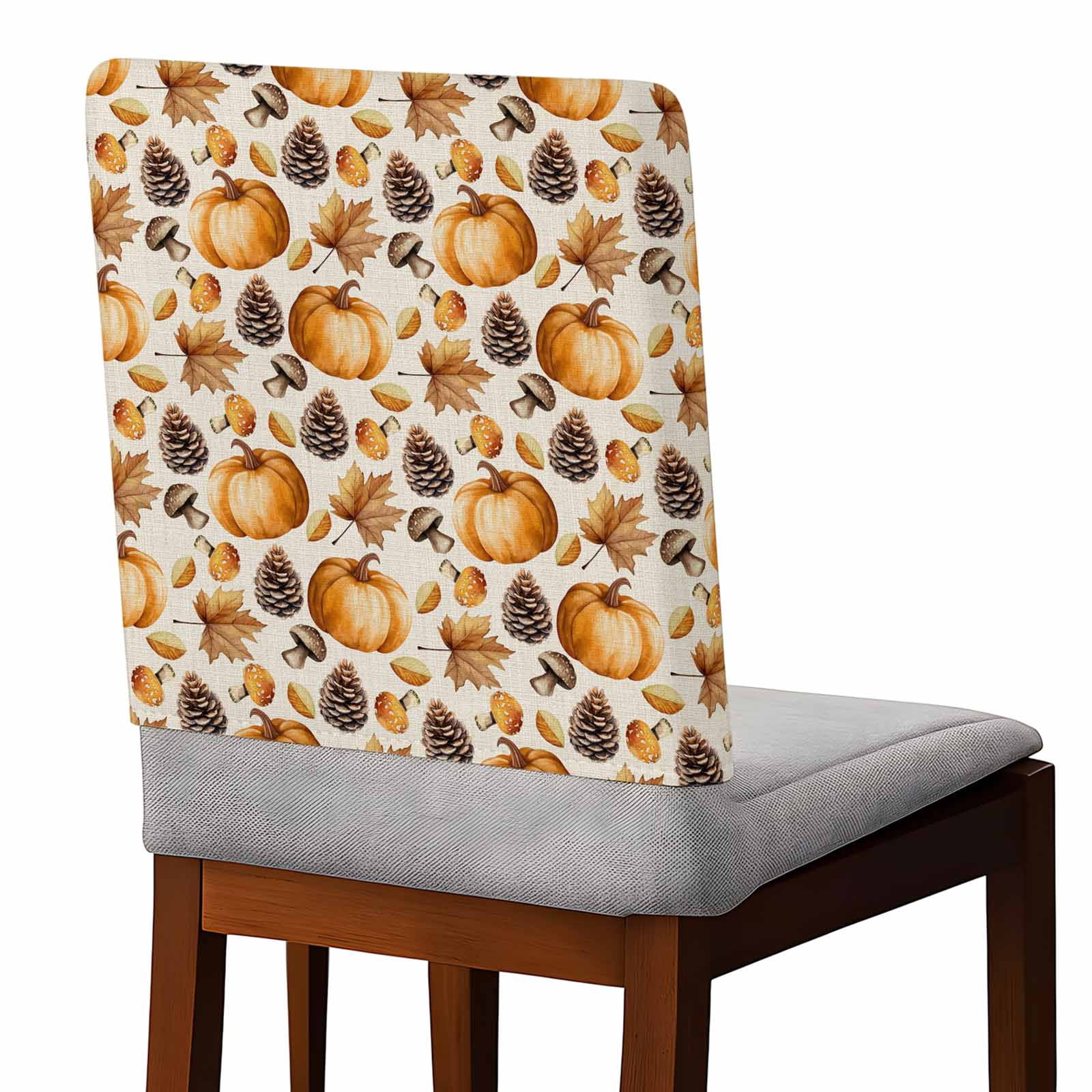Chair Covers Set of 6 Fall Fruit Yellow Pine Cone Pumpkin Maple Leaf ...