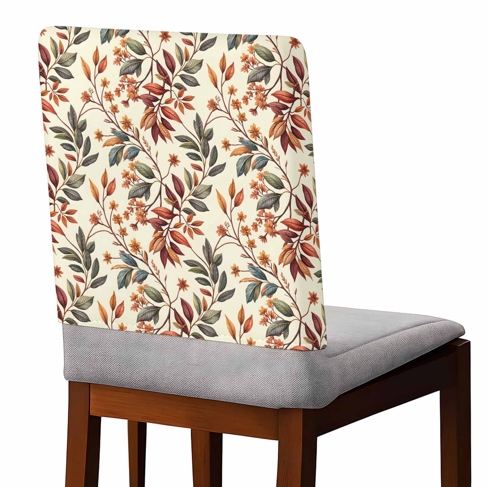 Chair Covers Set of 6 Fall Plant Country Watercolor Orange Leave Chair ...