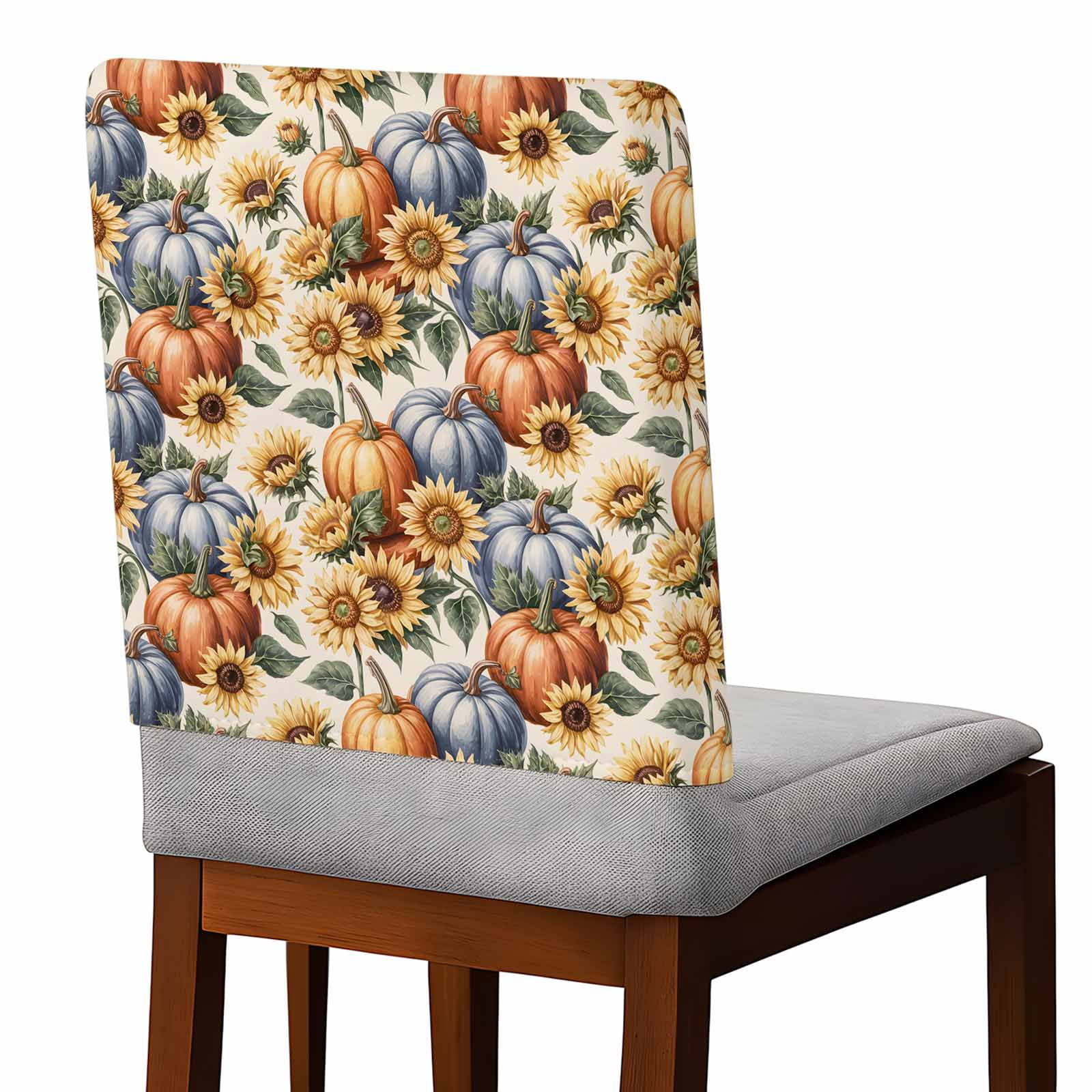 Chair Covers Set of 6 Fall Theme Vintage Pumpkin Sunflower Country ...