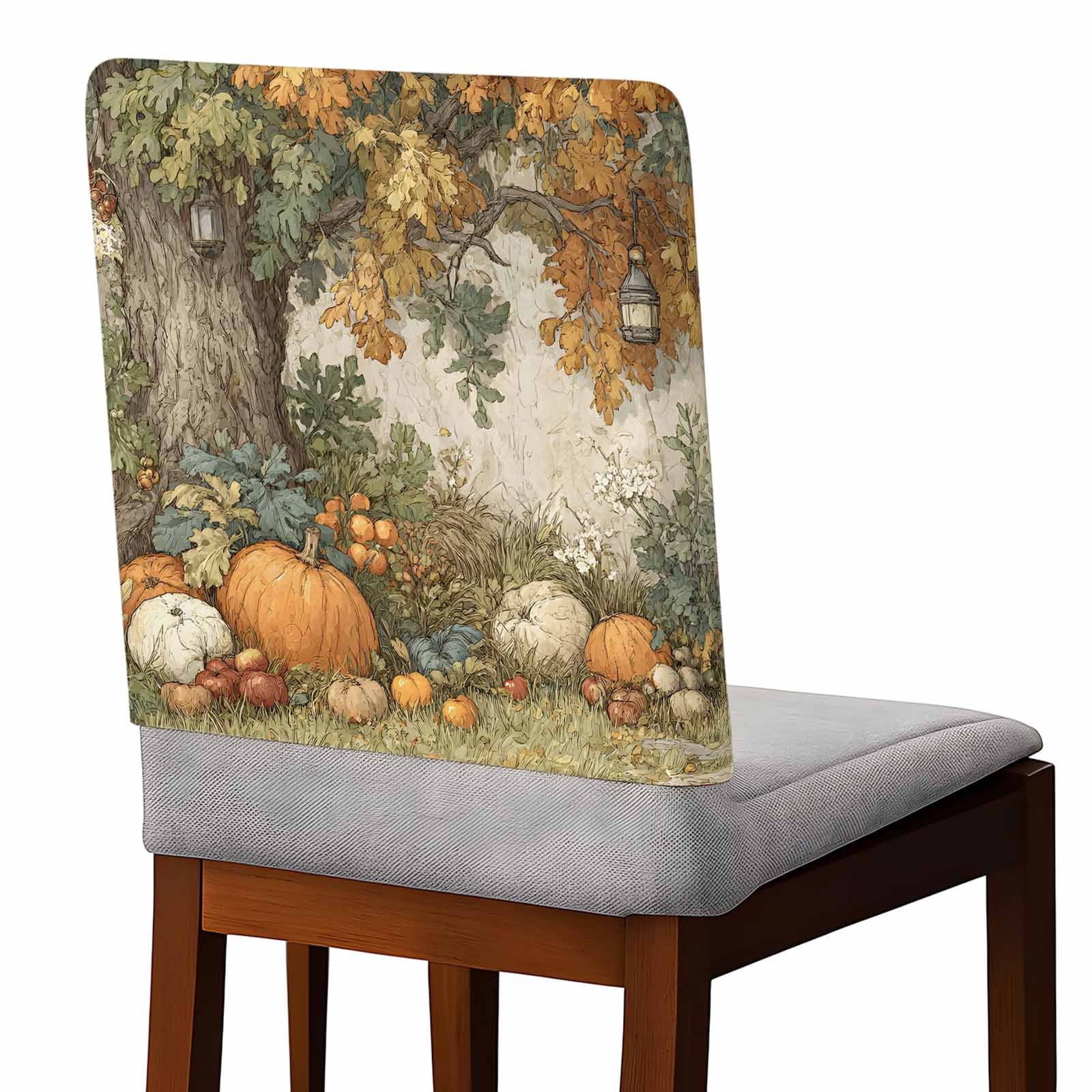 Chair Covers Set of 6 Fall Tree Pumpkin Autumn Harvest Fruit ...