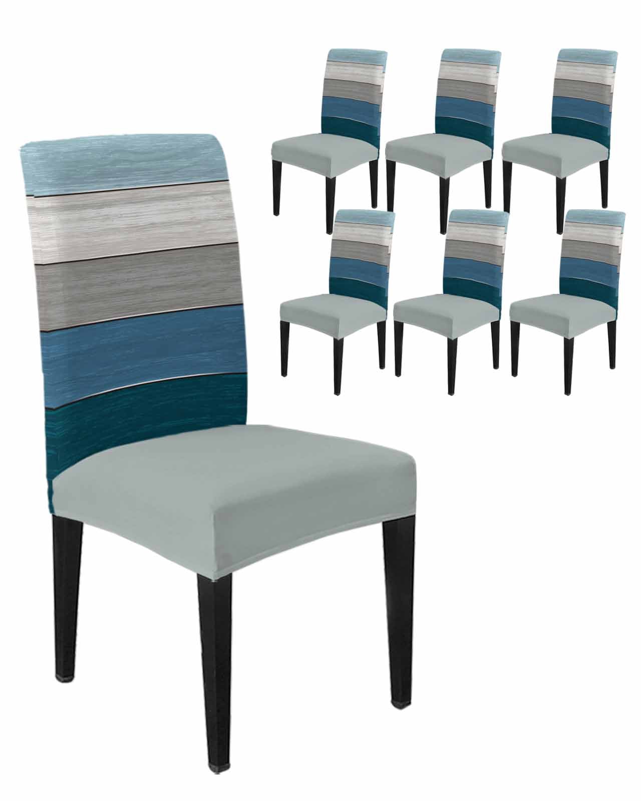 Chair Covers Set of 6, Farmhouse Vintage Wood Board Removable ...