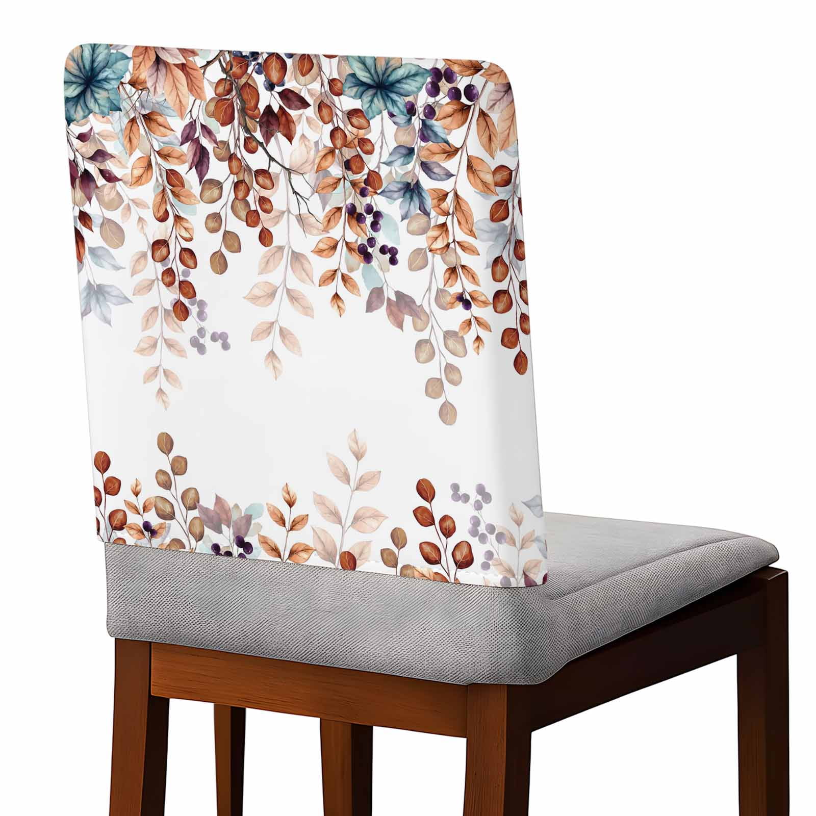 Chair Covers Set of 6 Orange Eucalyptus Leaves Abstract Branch ...