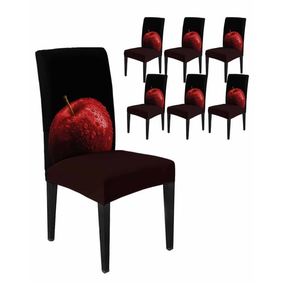 Chair Covers Set of 6, Red Apples Painting Removable Stretchable ...