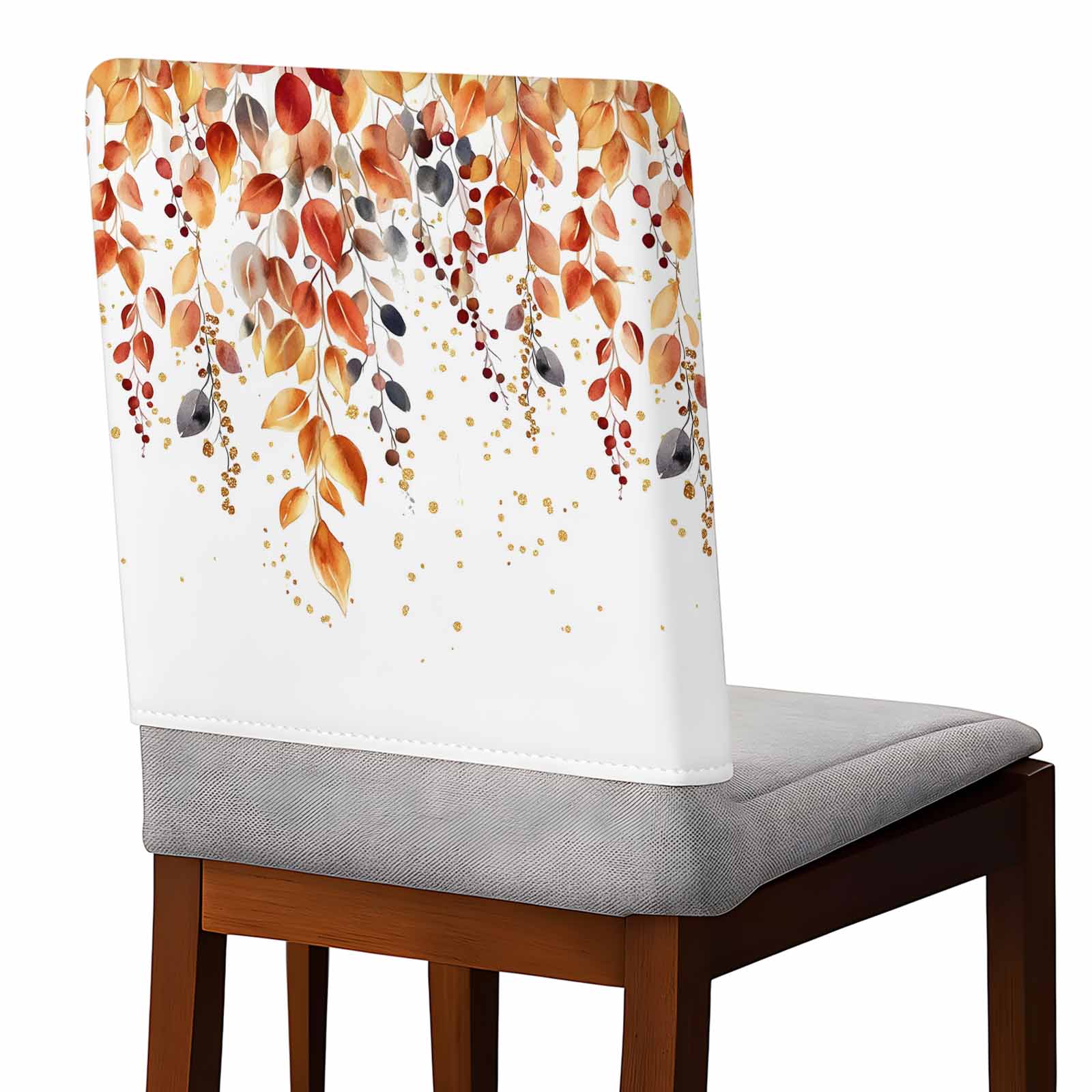Chair Covers Set of 8 Autumn Leaves Eucalyptus Leaf Watercolor Fruit ...
