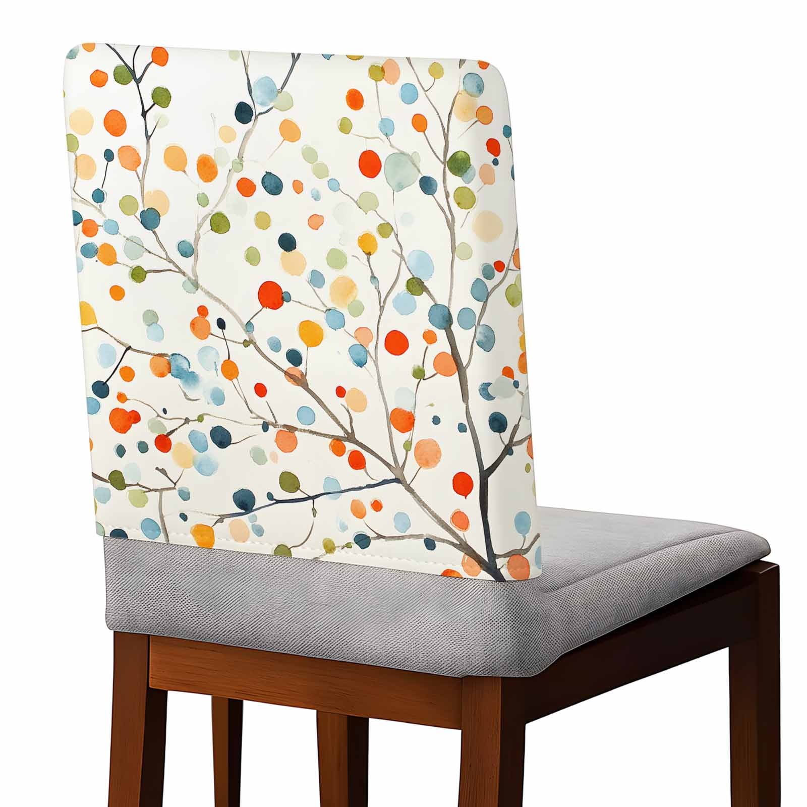 Chair Covers Set of 8 Colorful Leaves Fall Watercolor Leaf Pastoral ...