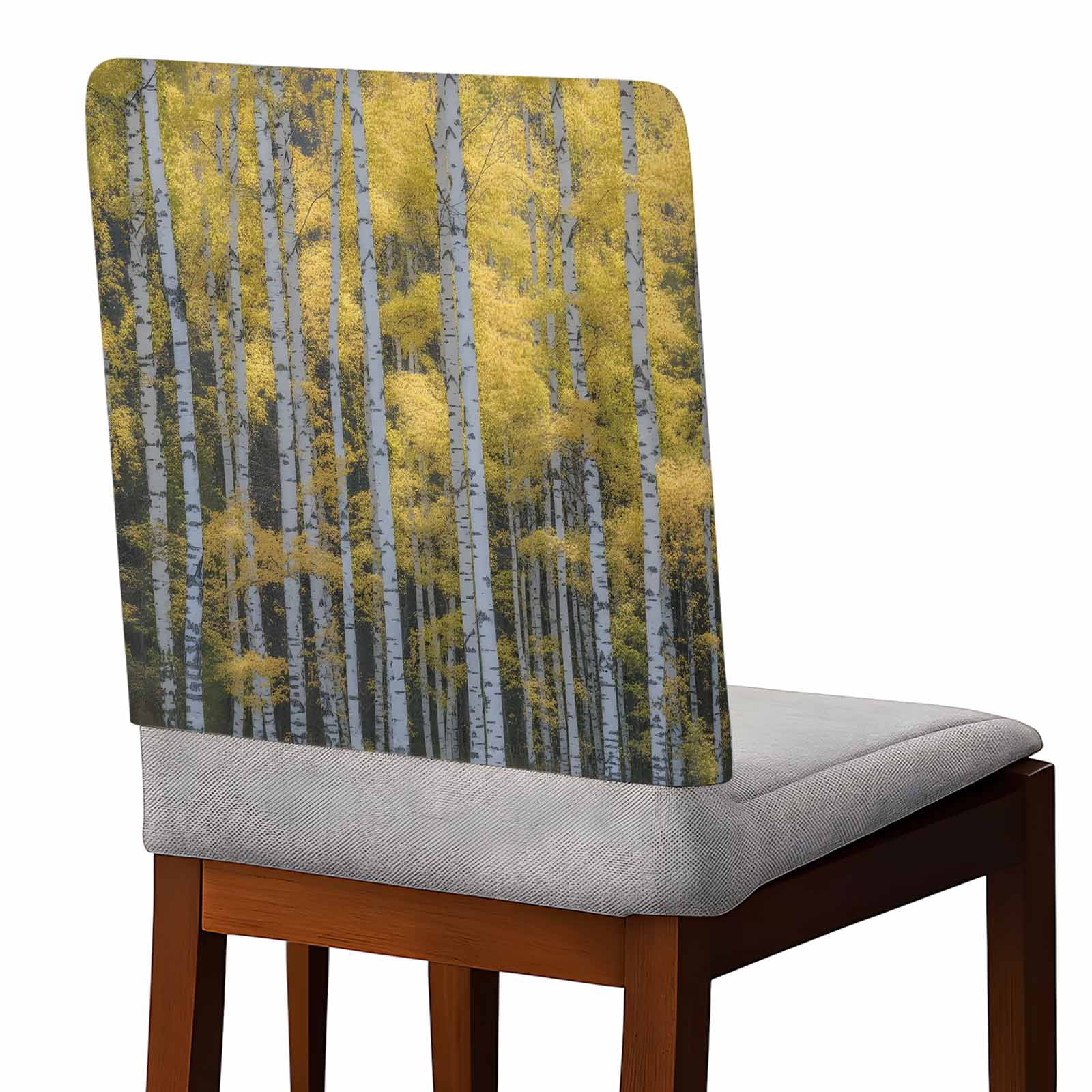 Chair Covers Set of 8 Fall Forest Watercolor Yellow Trees Nature Chair ...