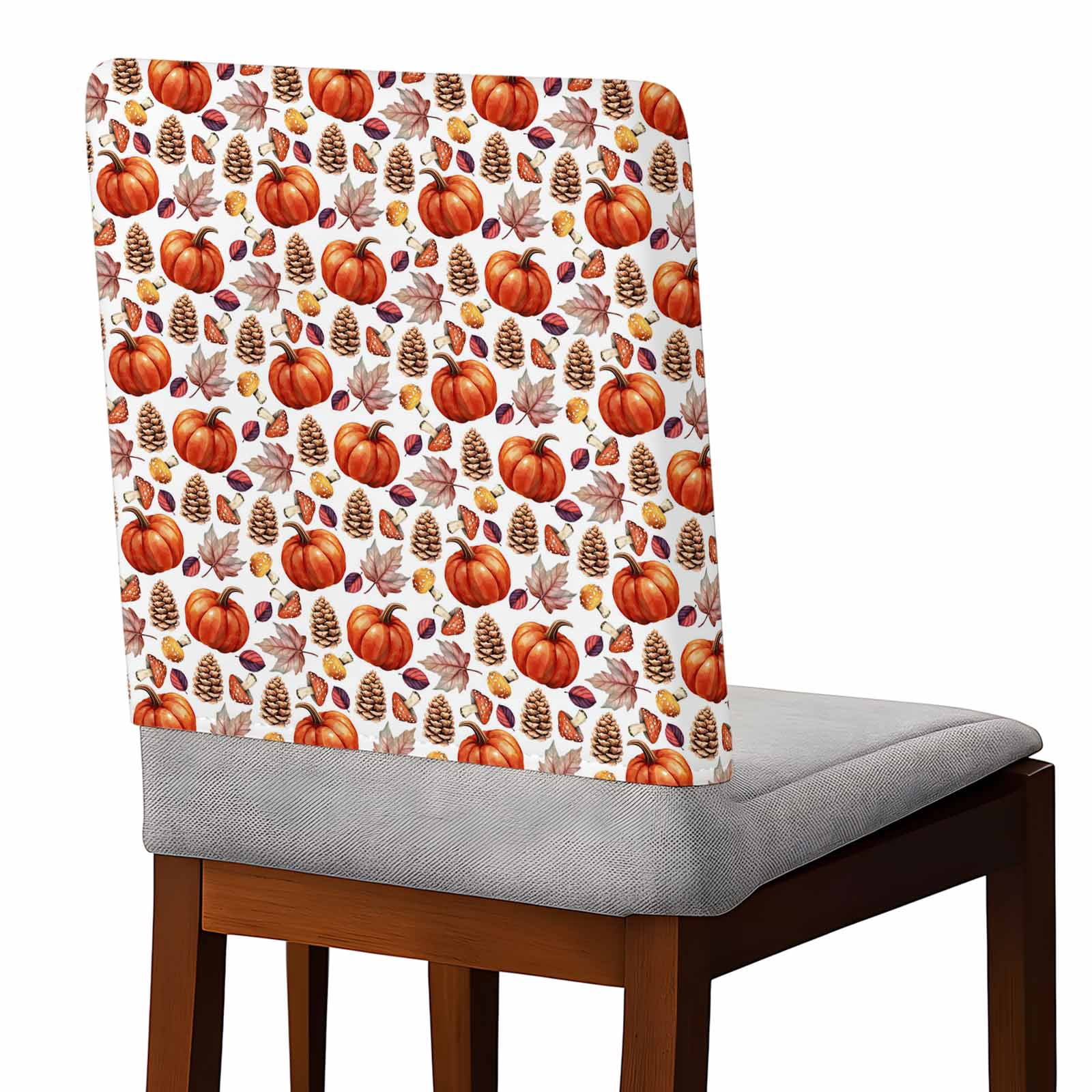 Chair Covers Set of 8 Fall Fruit Orange Pine Cone Pumpkin Maple Leaf ...