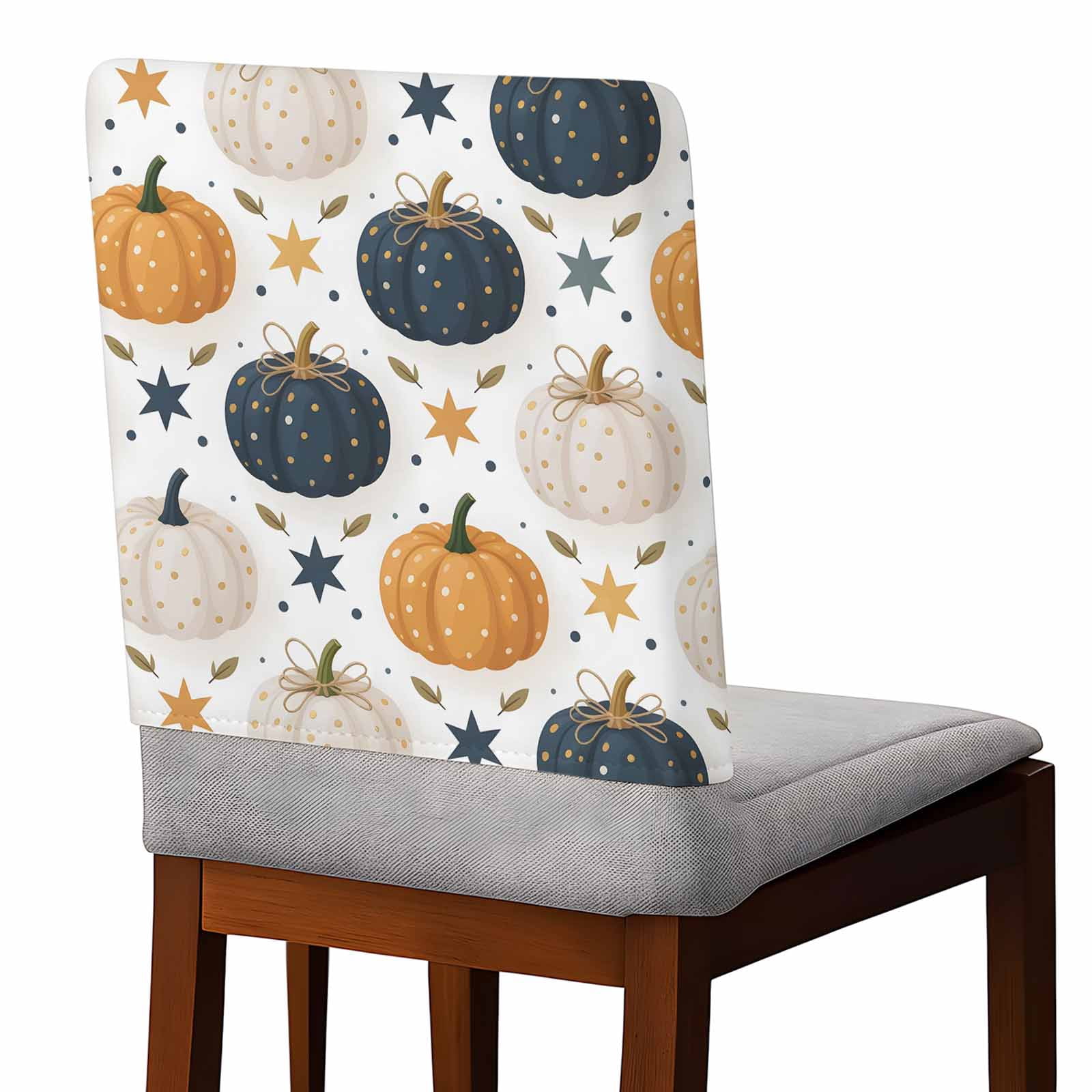 Chair Covers Set of 8 Fall Fruit Watercolor Blue Yellow White Dot ...