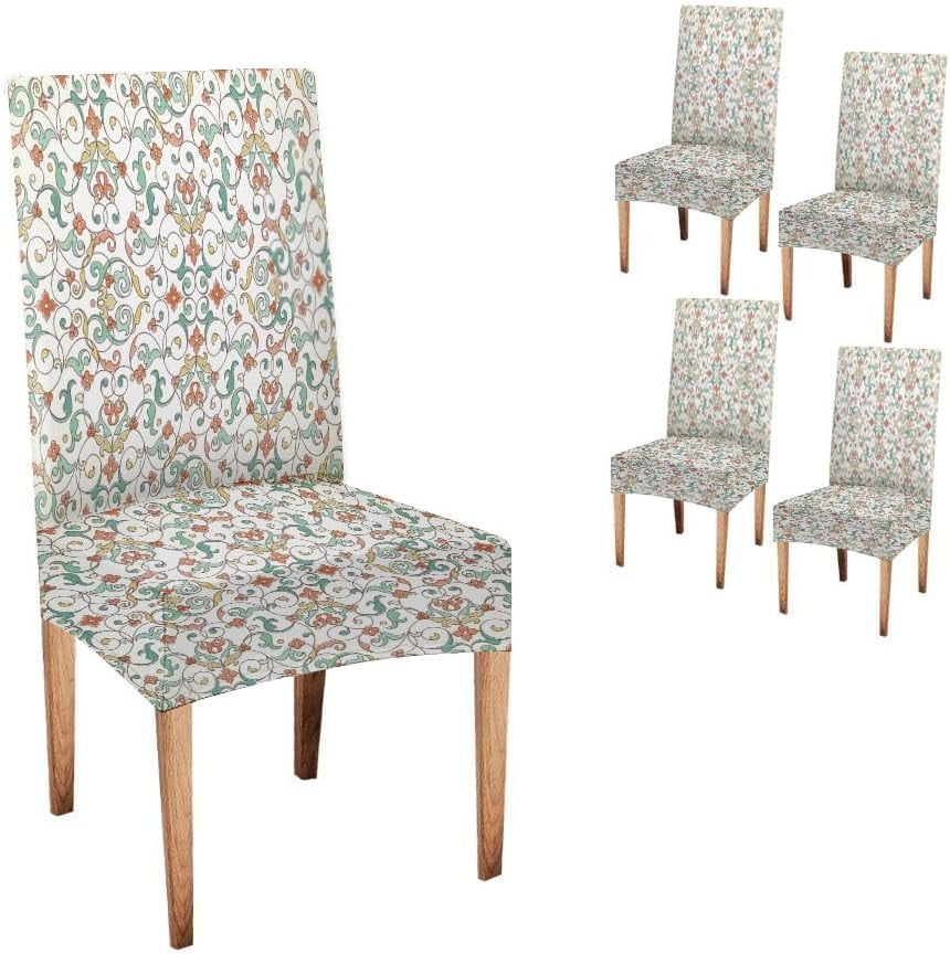 Chair Covers Set of 4, Boho Small Floral Design Pattern Printed Chair ...
