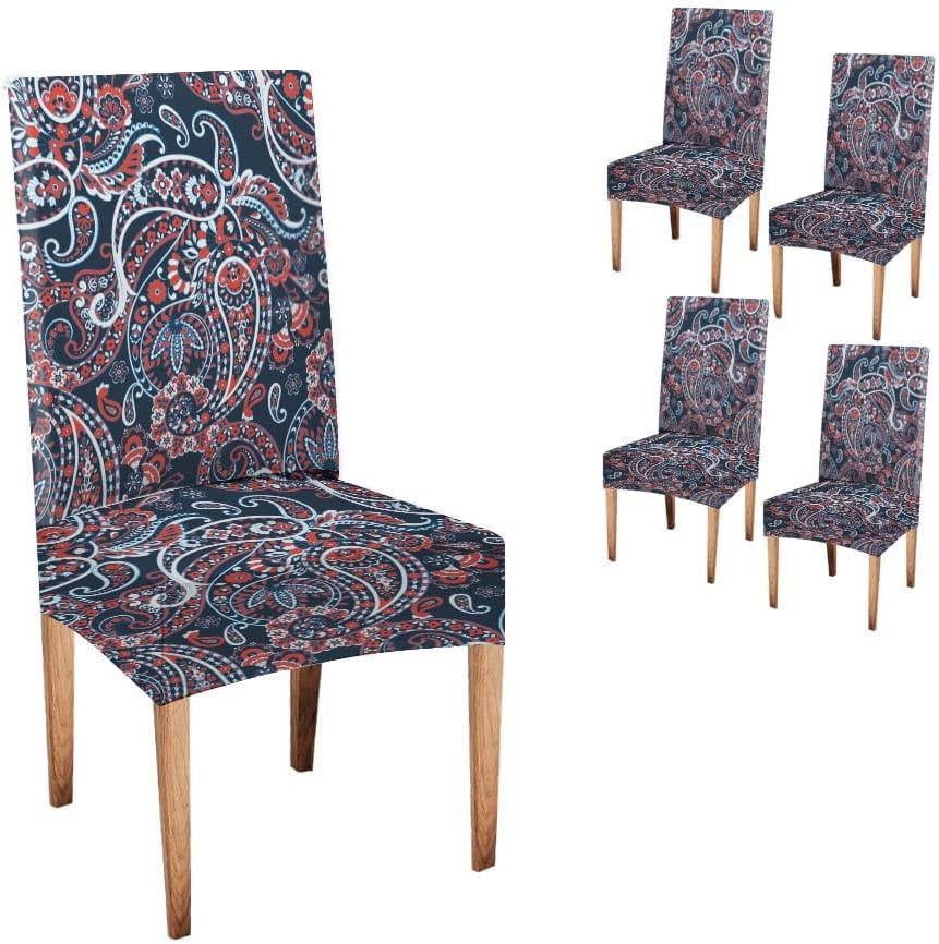 Chair Covers Set of 4, Complex Pattern Boho Flower Patchwork Background ...