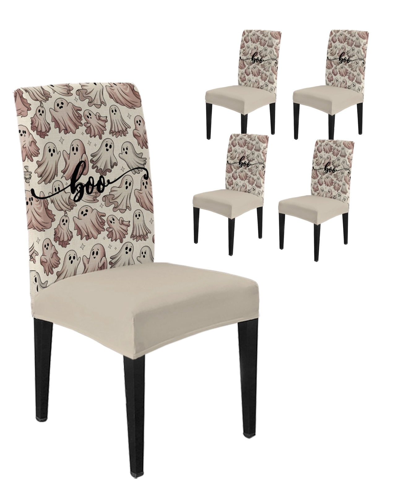 Chair Covers Set of 4, Halloween Horror Cute Ghost Removable ...