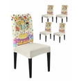 Chair Covers Set of 4, Happy Birthday Text Removable Stretchable ...