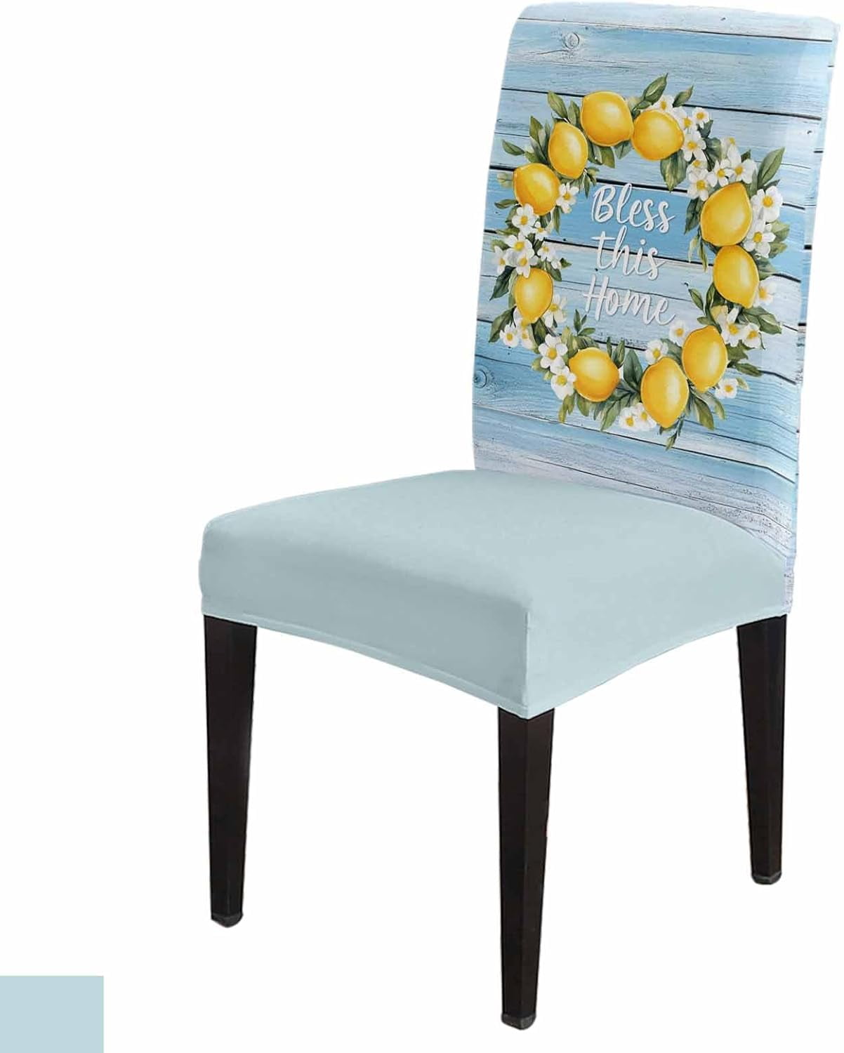 Chair Covers Set of 6, Lemon Flower Wreath, Removable Stretchable ...