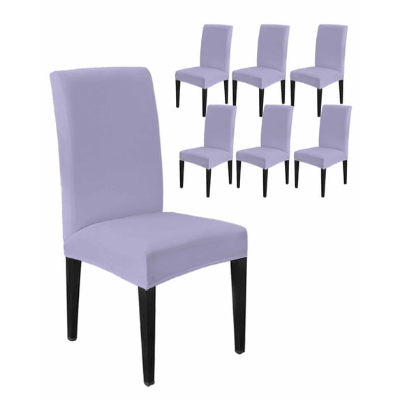 Chair Covers Set of 6, Light Purple Solid Color Removable Stretchable ...