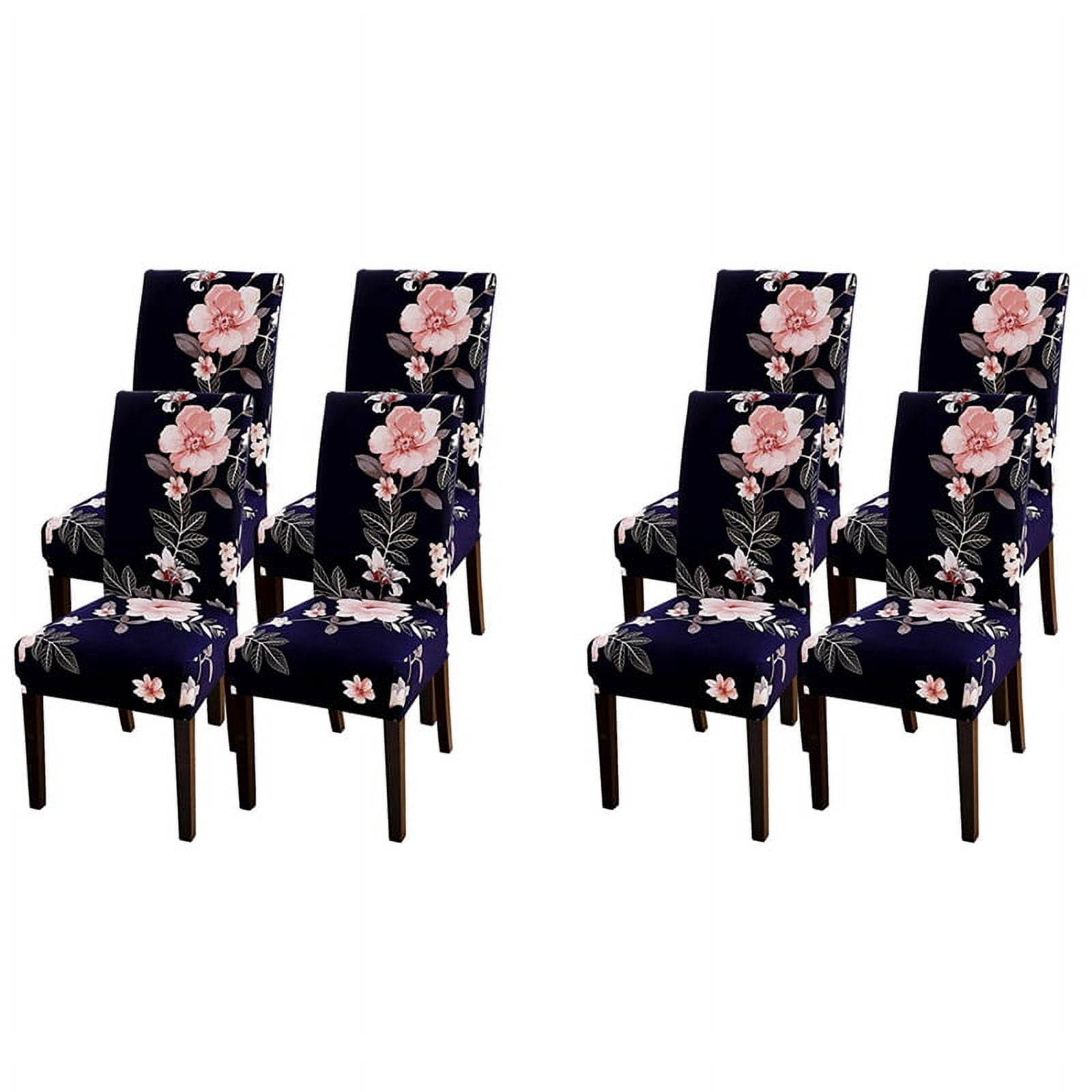 Chair Covers Set of 8,Fit Stretch Removable Washable Kitchen Chair ...