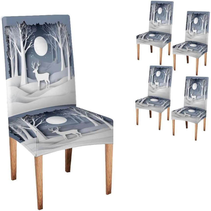 Chair Covers,Stretch Dining Room Chair Covers Set of 4,Removable ...