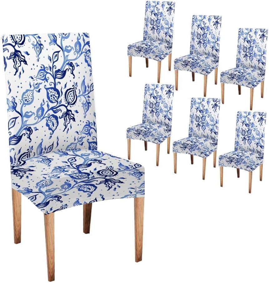 Chair Covers Vintage Blue Flowers Paisley Floral Slipcovers for Chairs ...