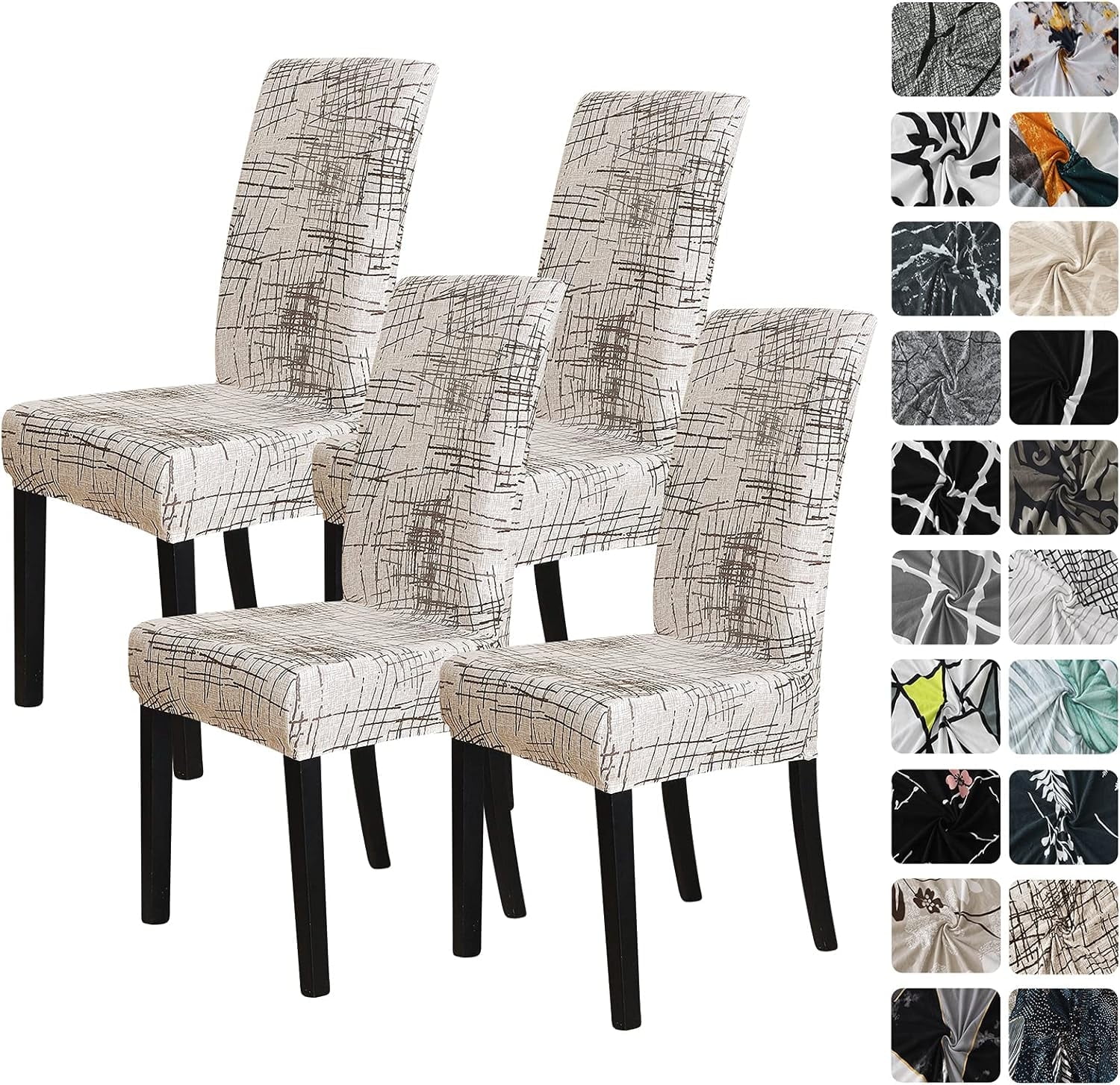 Chair Covers for Dining Chairs Set of 4,Beige Stretch Dining Room Chair ...