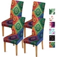 Chair Covers for Dining Chairs Set of 4, Colorful Retro Diamond Pattern ...
