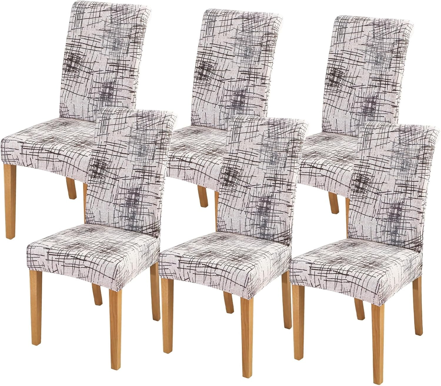 Chair Covers for Dining Chairs Set of 6,Beige Stretch Dining Room Chair ...