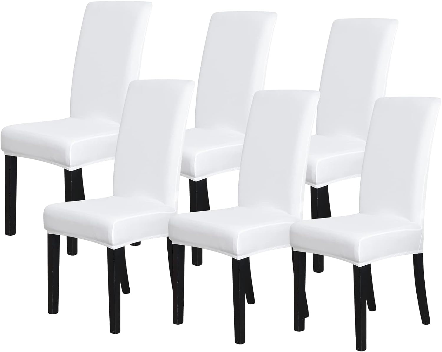 Chair Covers for Dining Room Set of 6 Pack Stretch White Chair ...