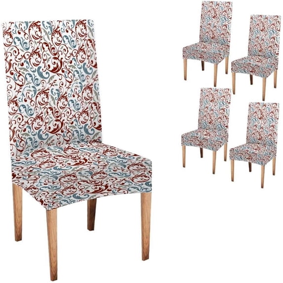 Chair Covers for Living Room 4,Vintage Ornamental Floral Pattern ...