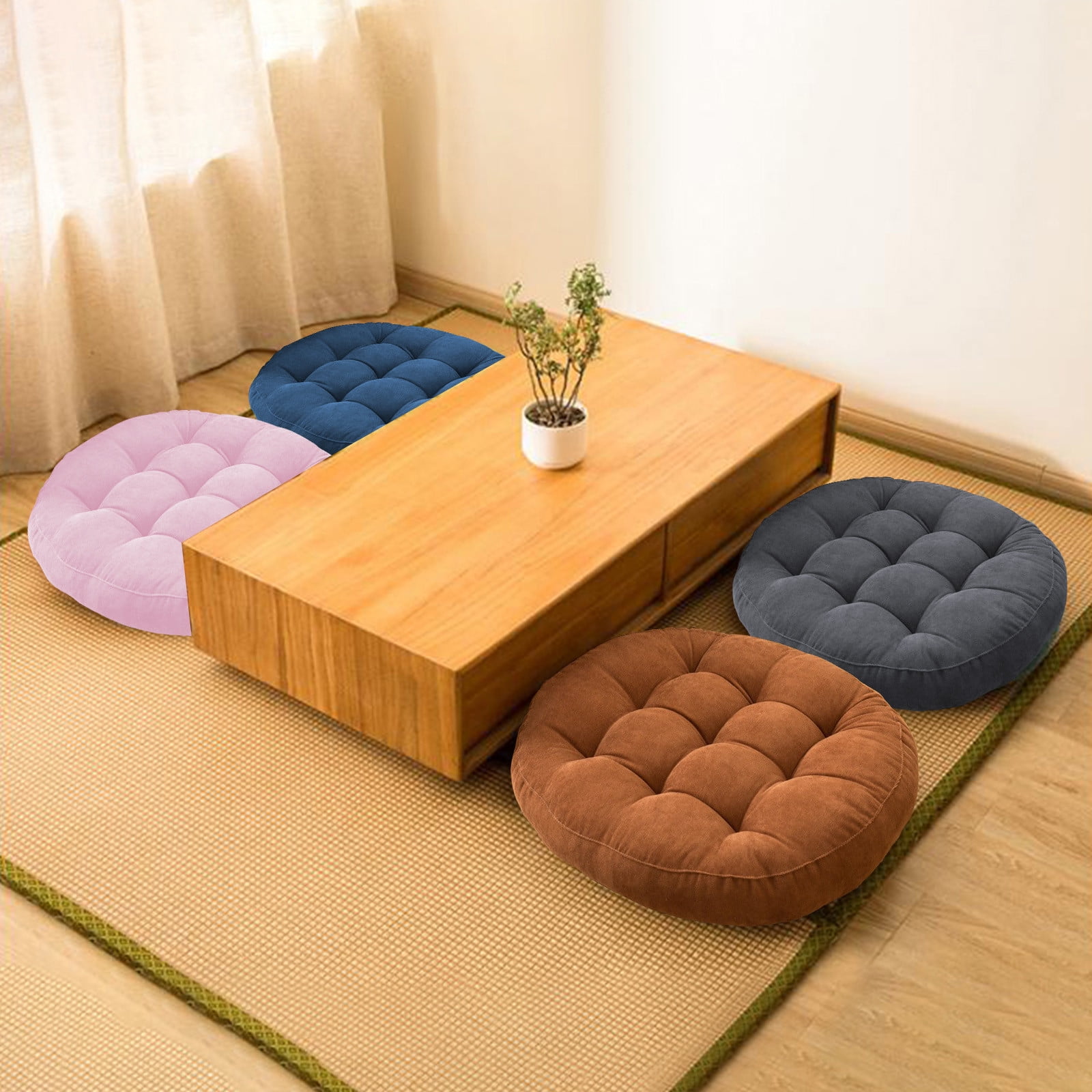 Chair Cushion Solid Color Seat Cushion Thickened Soft Corduroy Filled ...