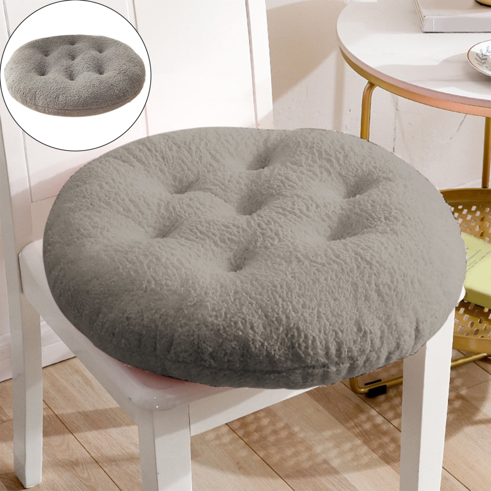 Chair Cushions 16 Inch Tufted Plush Round Seat Cushion Warm Thick ...
