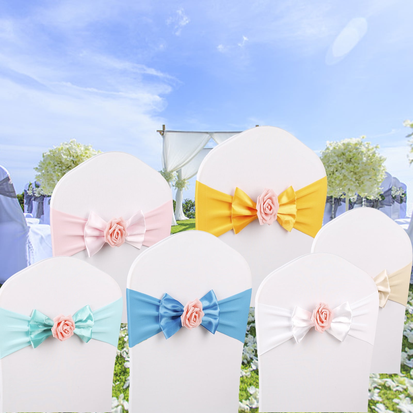 Chair Decoration Vivid Color Flower Design Stretchy Stunning Visual ...