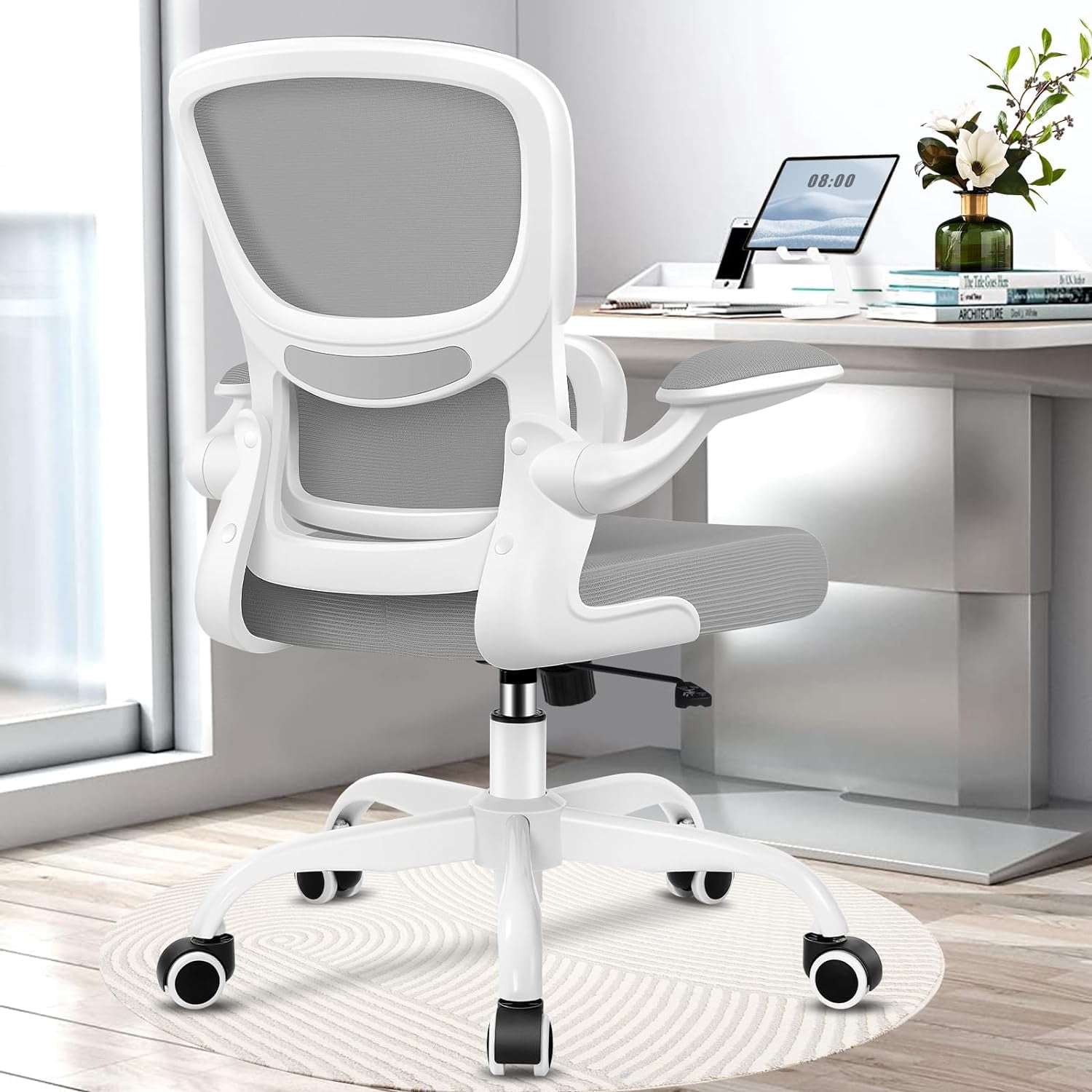 Chair Ergonomic Chair with Lumbar Support and Adjustable Armrests Comfy ...