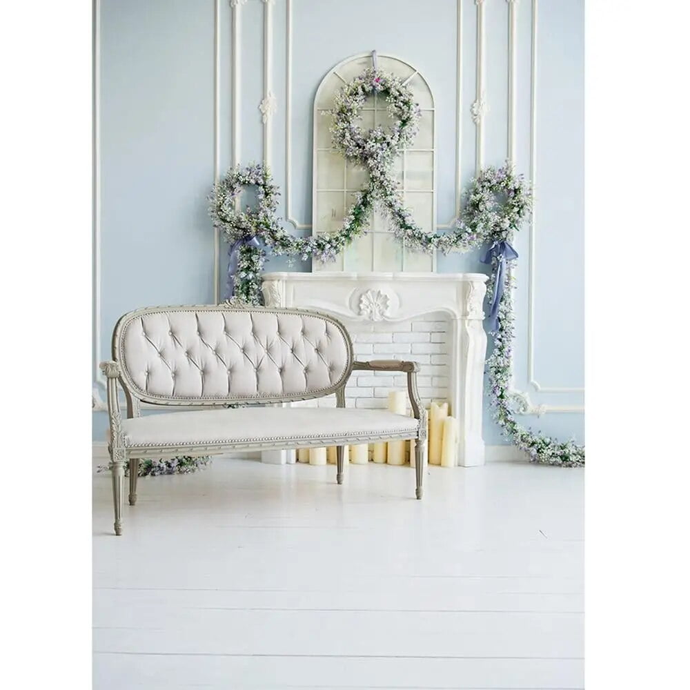 Chair Fireplace Garland Flower Floor Background For Baby Shower Child ...