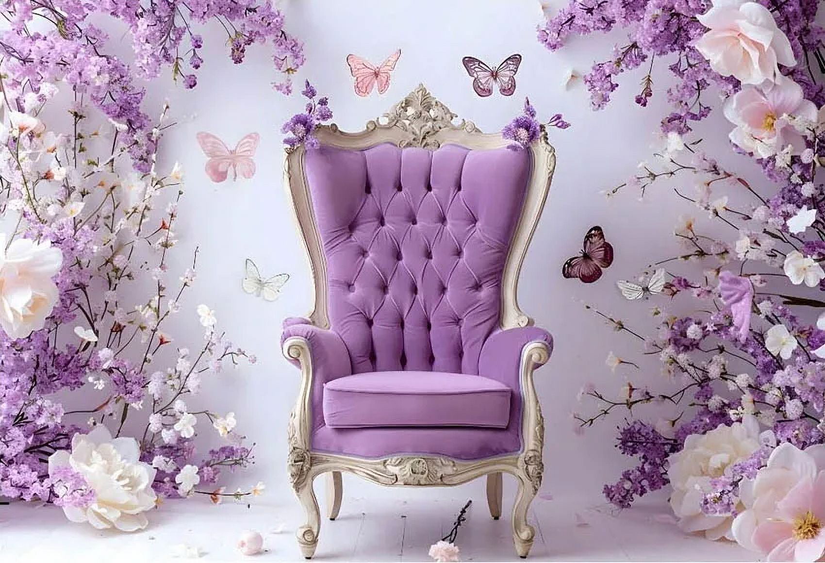 Chair Floral Room Butterfly Child Birthday Party Cake Smash Portrait r ...