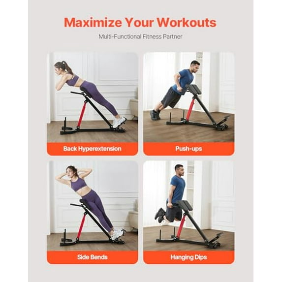 Chair Hyperextension Bench, 350 lbs Adjustable Extension Machine, Multi ...