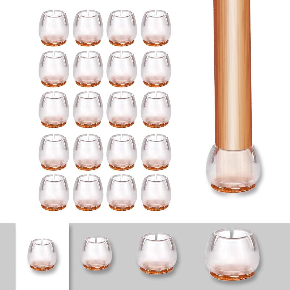 Chair Leg Caps, Round Silicone Protectors, Transparent Clear, Non-Slip ...