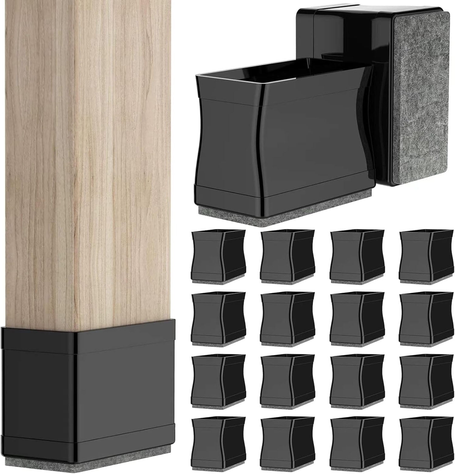 CHWM Rectangular Chair Leg Protectors,with Felt Pads,Protect Furniture ...