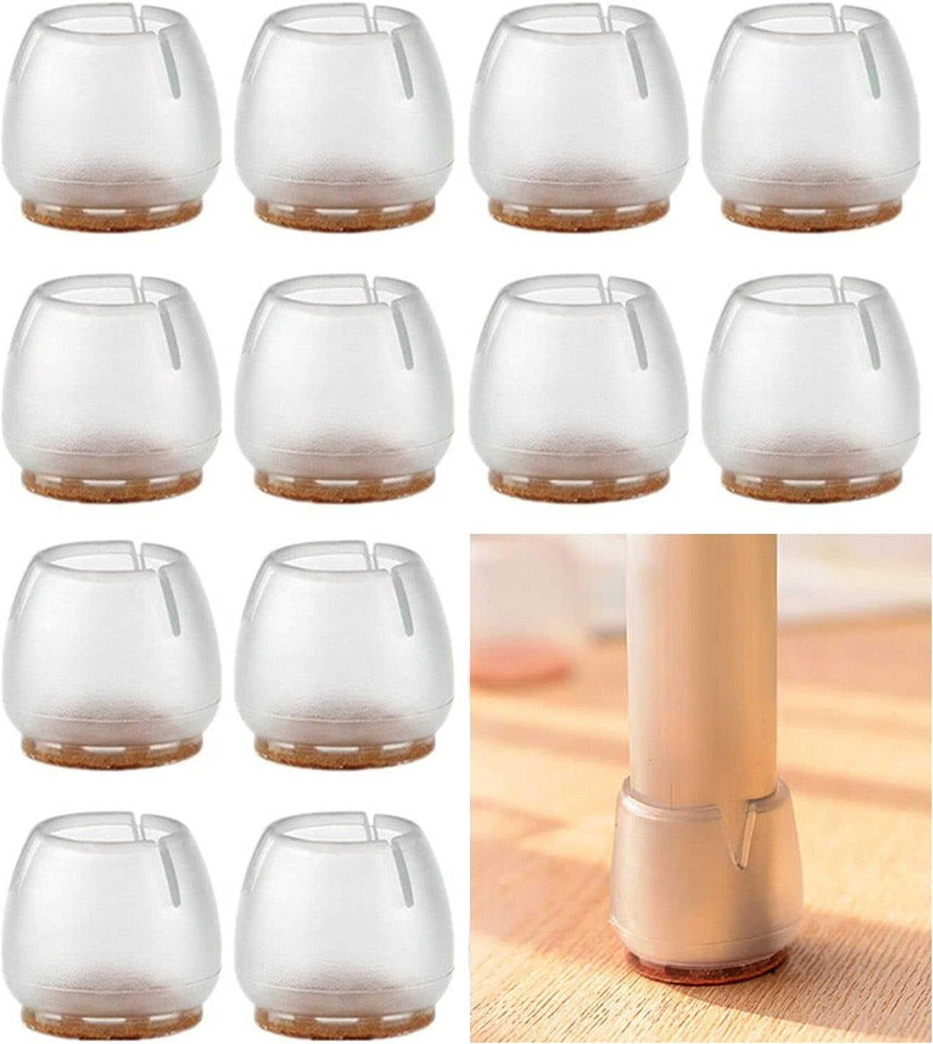 Chair Leg Protectors for Furniture Pads, Clear Silicone Caps with ...