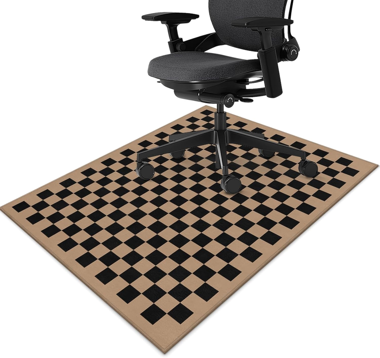Chair Mat for Hardwood Floor Black and Brown Checkered 36