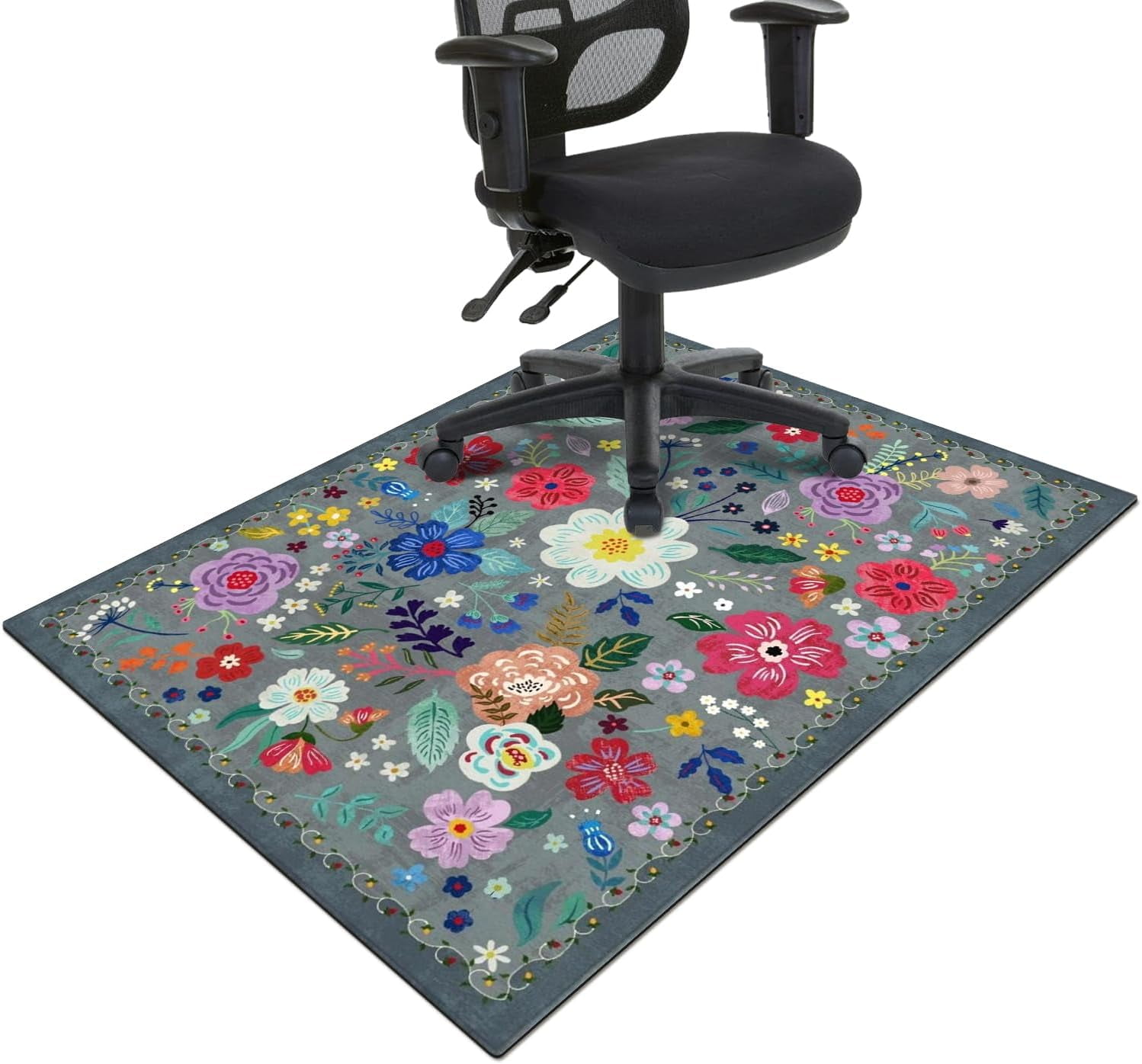 Chair Mat for Hardwood & Tile Floor,Boho Floral 36"x48" Computer Chair ...