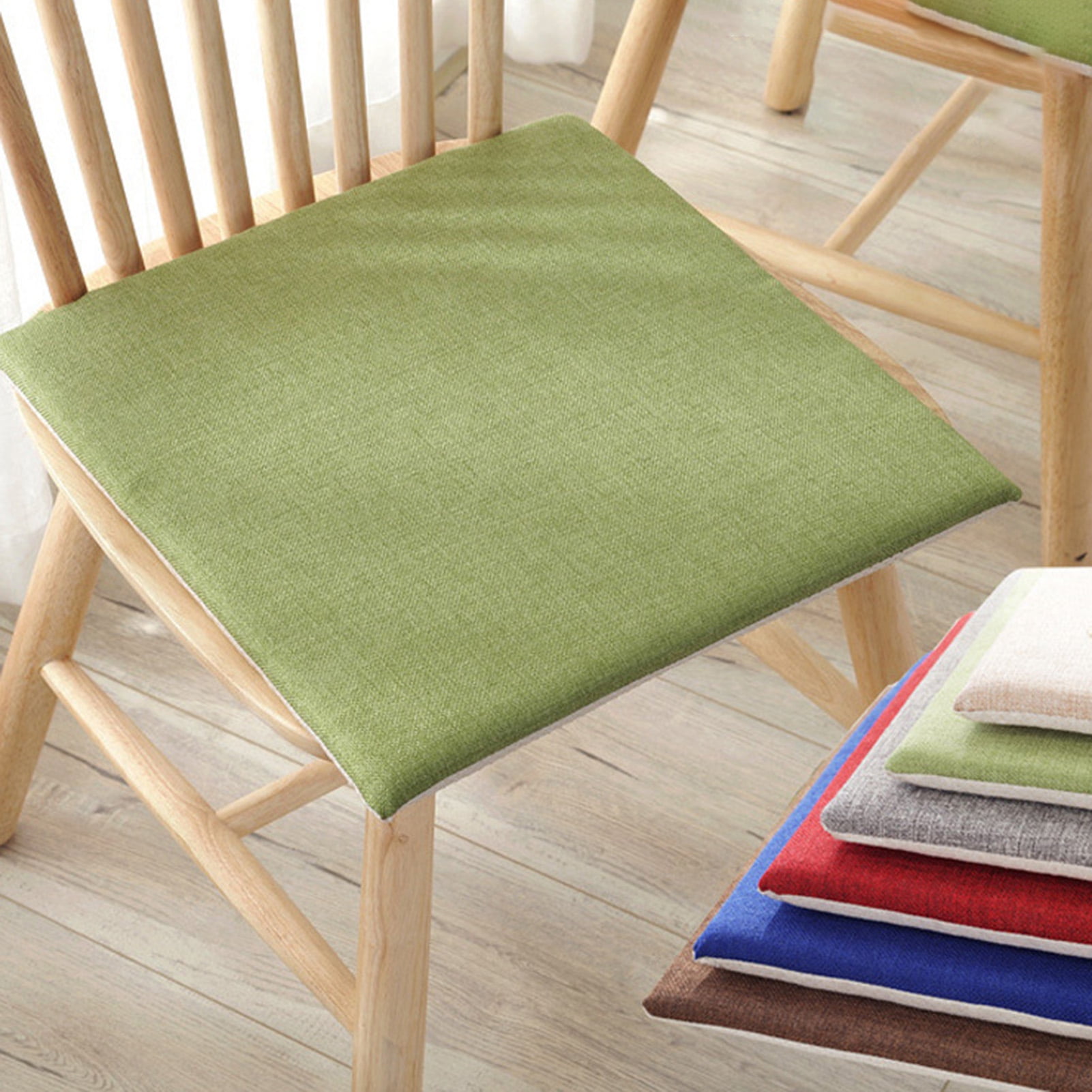 Chair Pads with Ties Cotton Chair Cushion Non-slip Square Seat Cushion ...