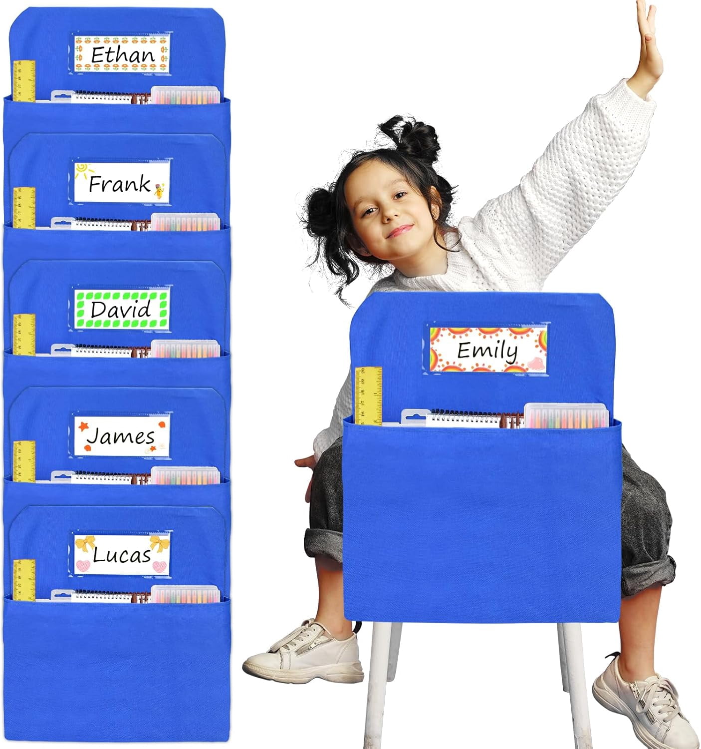 Chair Pockets for Classrooms Set of 24, Large Capacity Back of Chair ...
