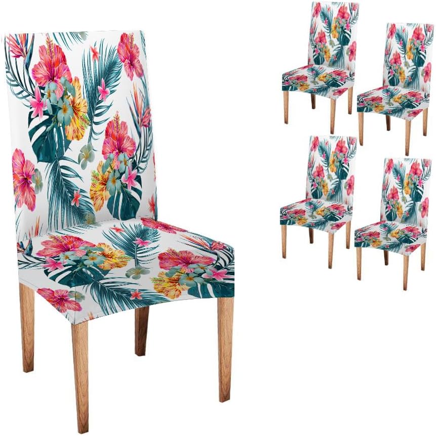 Chair Protectors Covers Set of 4 Spring Summer Tropical Flowers and ...