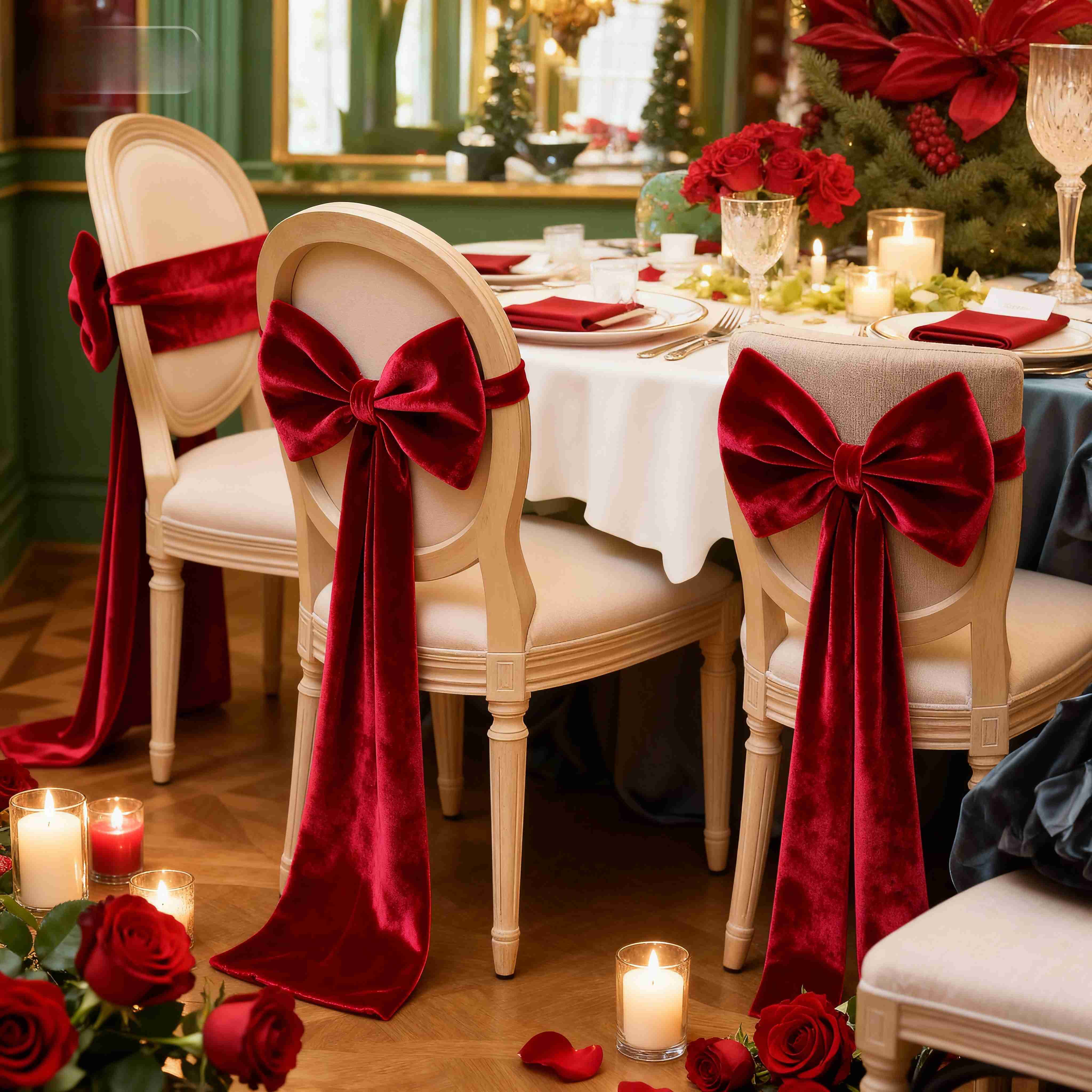 Chair Sashes Chair Bows, Wedding Christmas Party Chair Decor ...