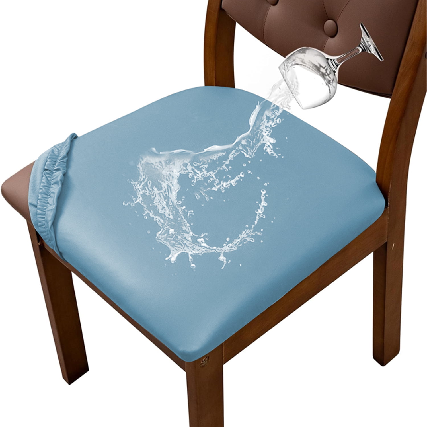 Chair Seat Covers, Pu Leather Waterproof Dining Chair Covers, Stretch ...