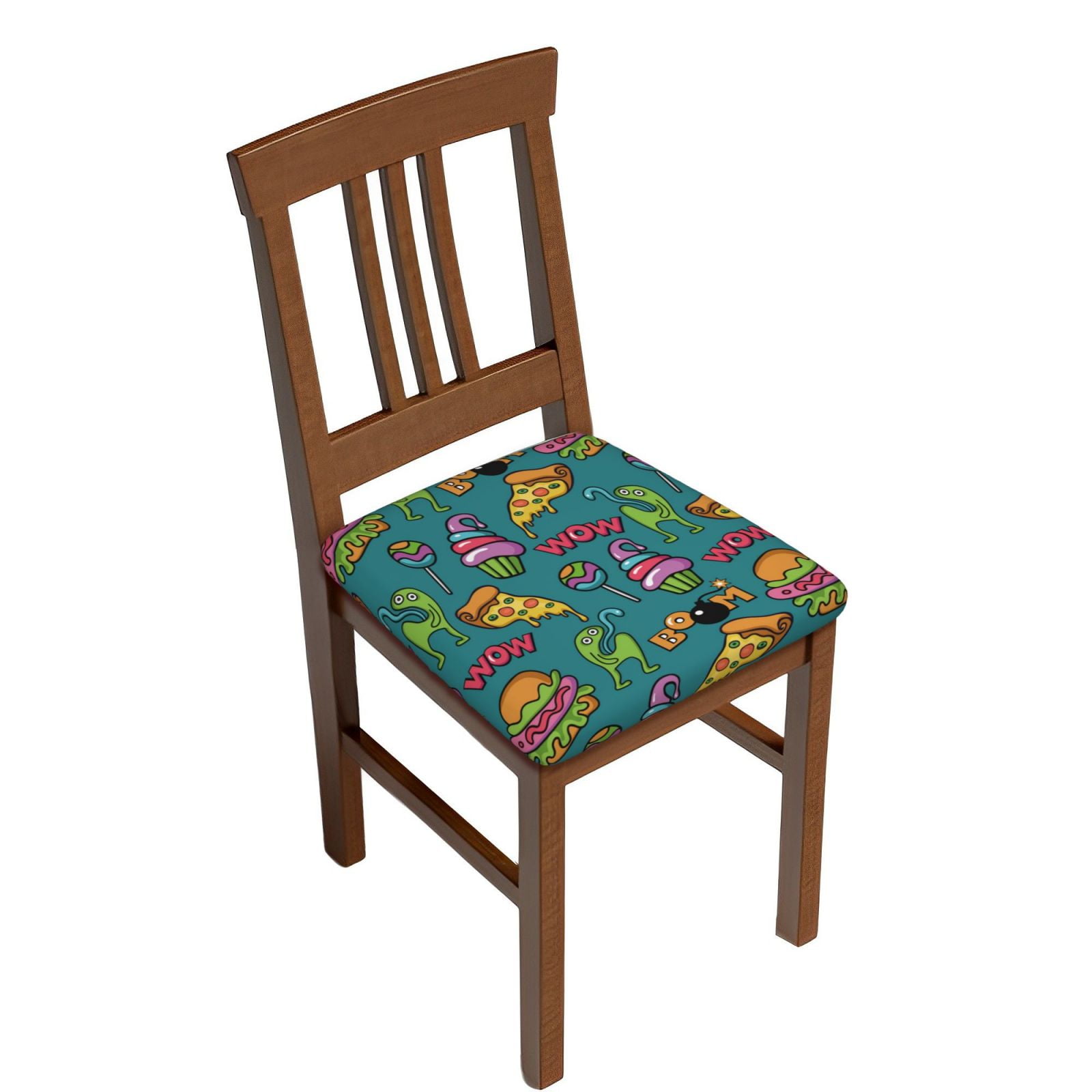 Chair Seat Covers Sets, Cute Food Lollipop Pizza Fries -Chair Seat ...